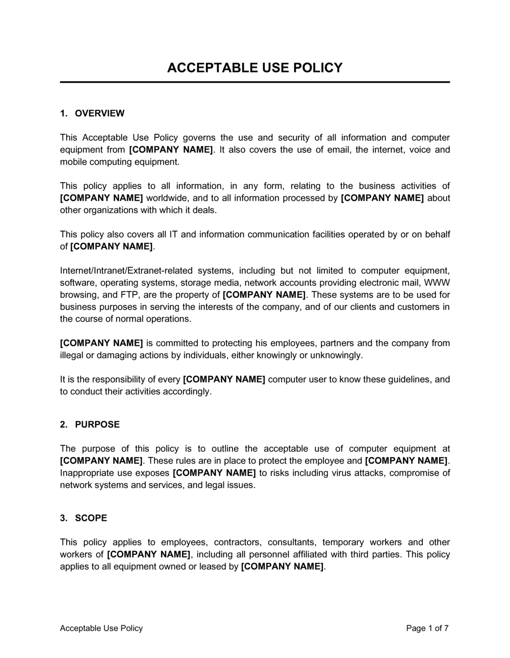 Acceptable Use Policy Template By Business in a Box 
