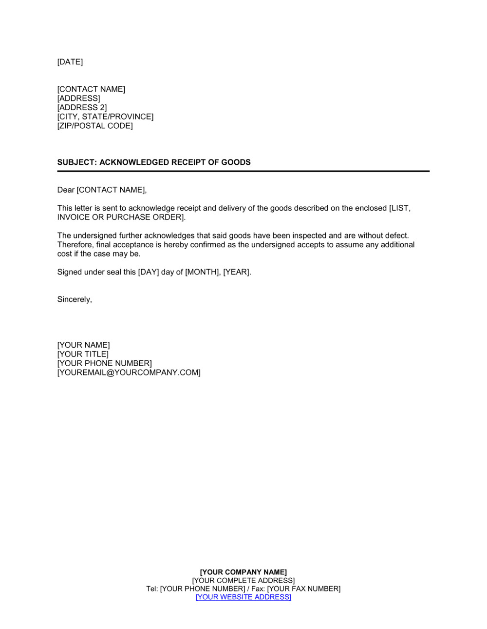 Application Receipt Acknowledgement Letter Templates Fabulous Receipt