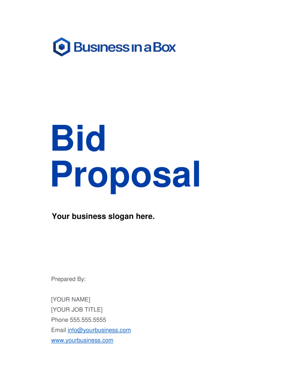 Bid Proposal Template By Business in a Box 