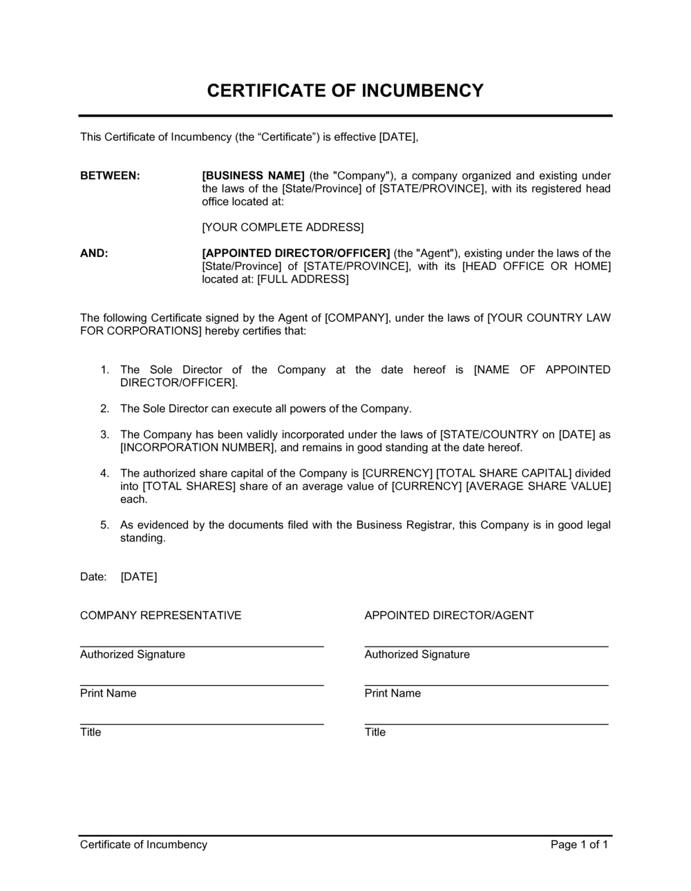 Share Certificate Template Australia