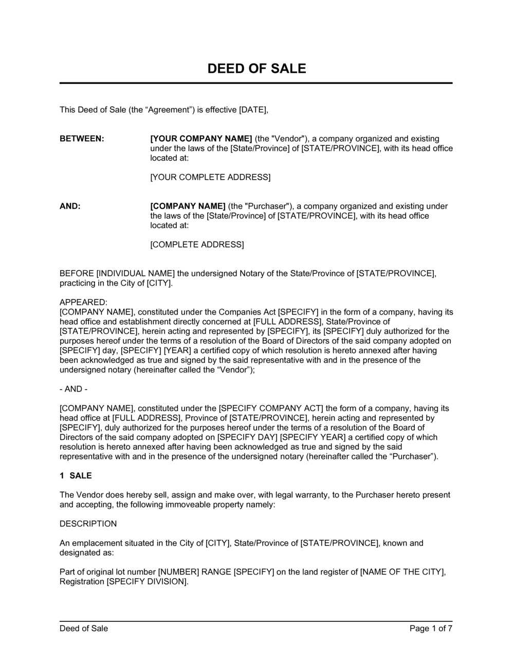 Deed Of Sale Form Philippines
