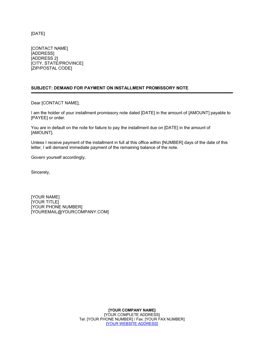 Promissory Note Template Free Collection