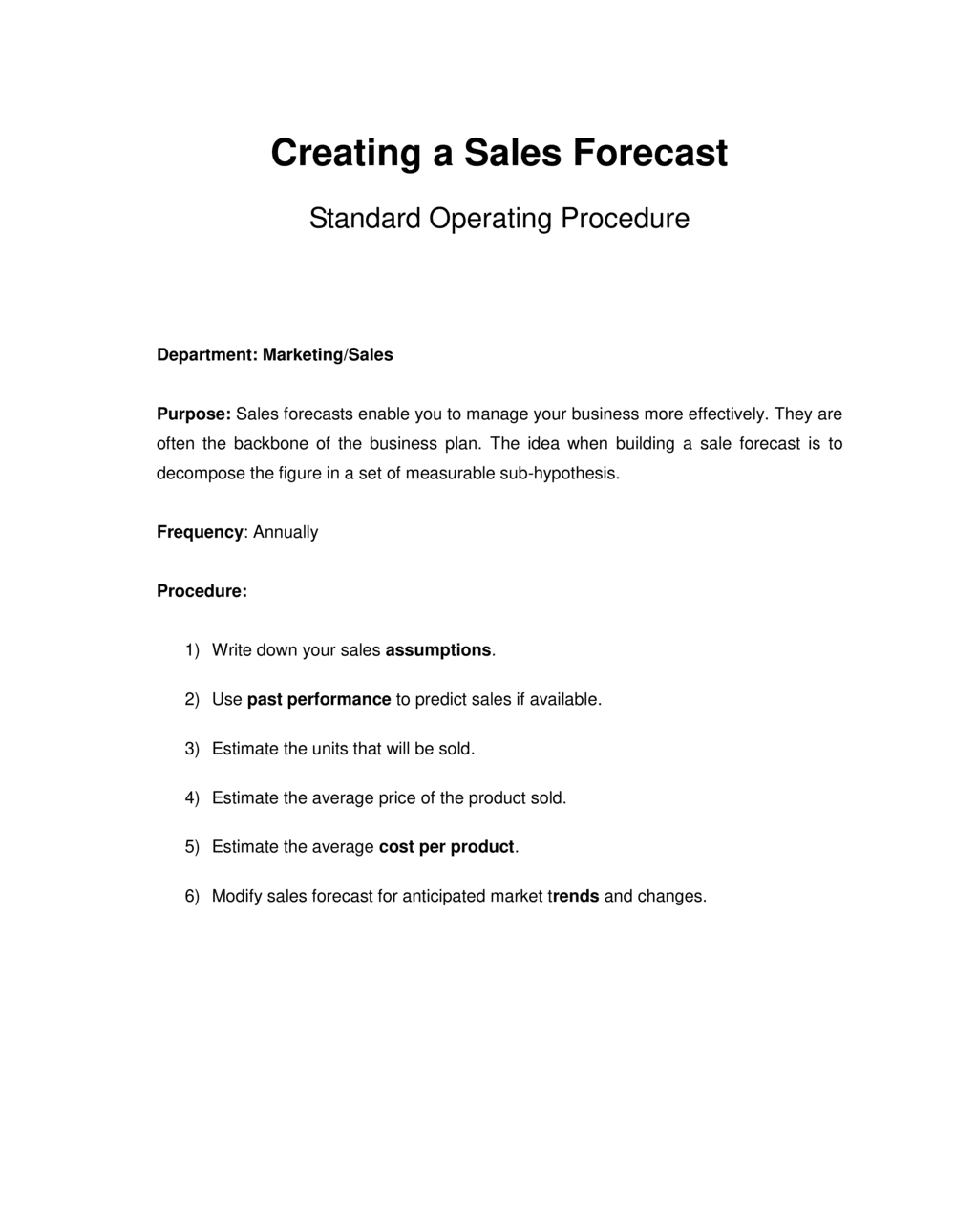 How To Create A Sales Forcast For A Business Best Sale