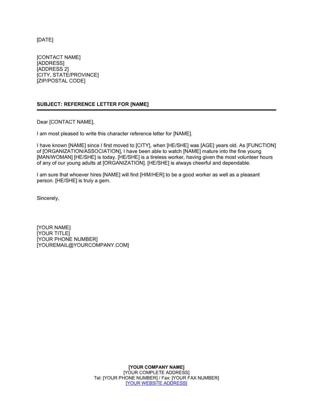 I Am Most Pleased To Write A Character Reference Template By Business 