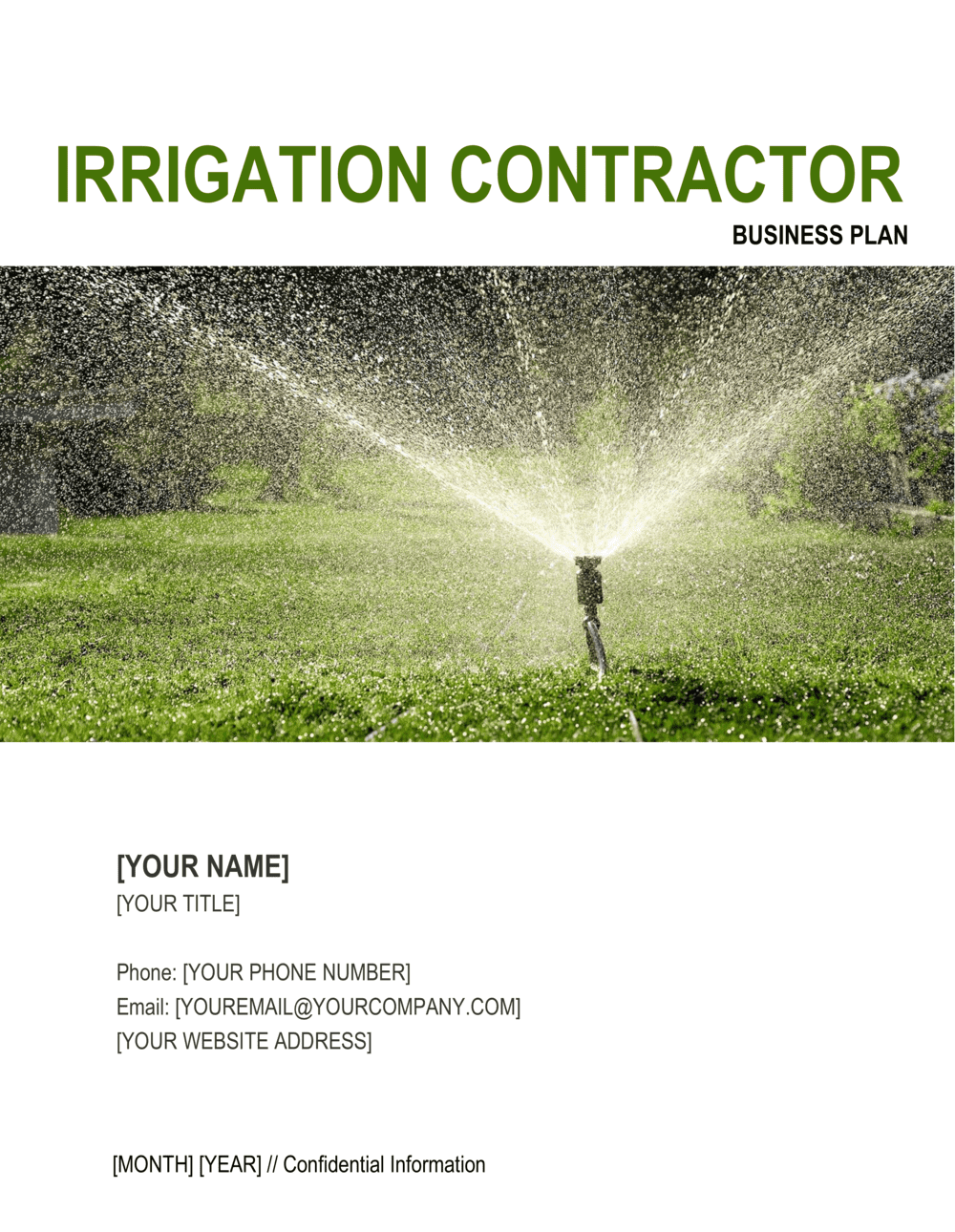 Irrigation Contractor Business Plan Template By Business in a Box 