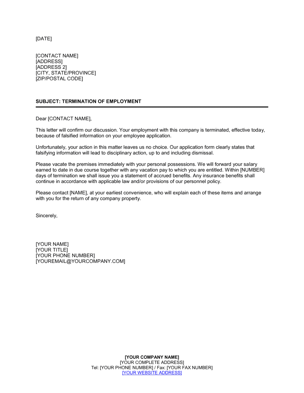 Health Insurance Termination Letter Template Collection