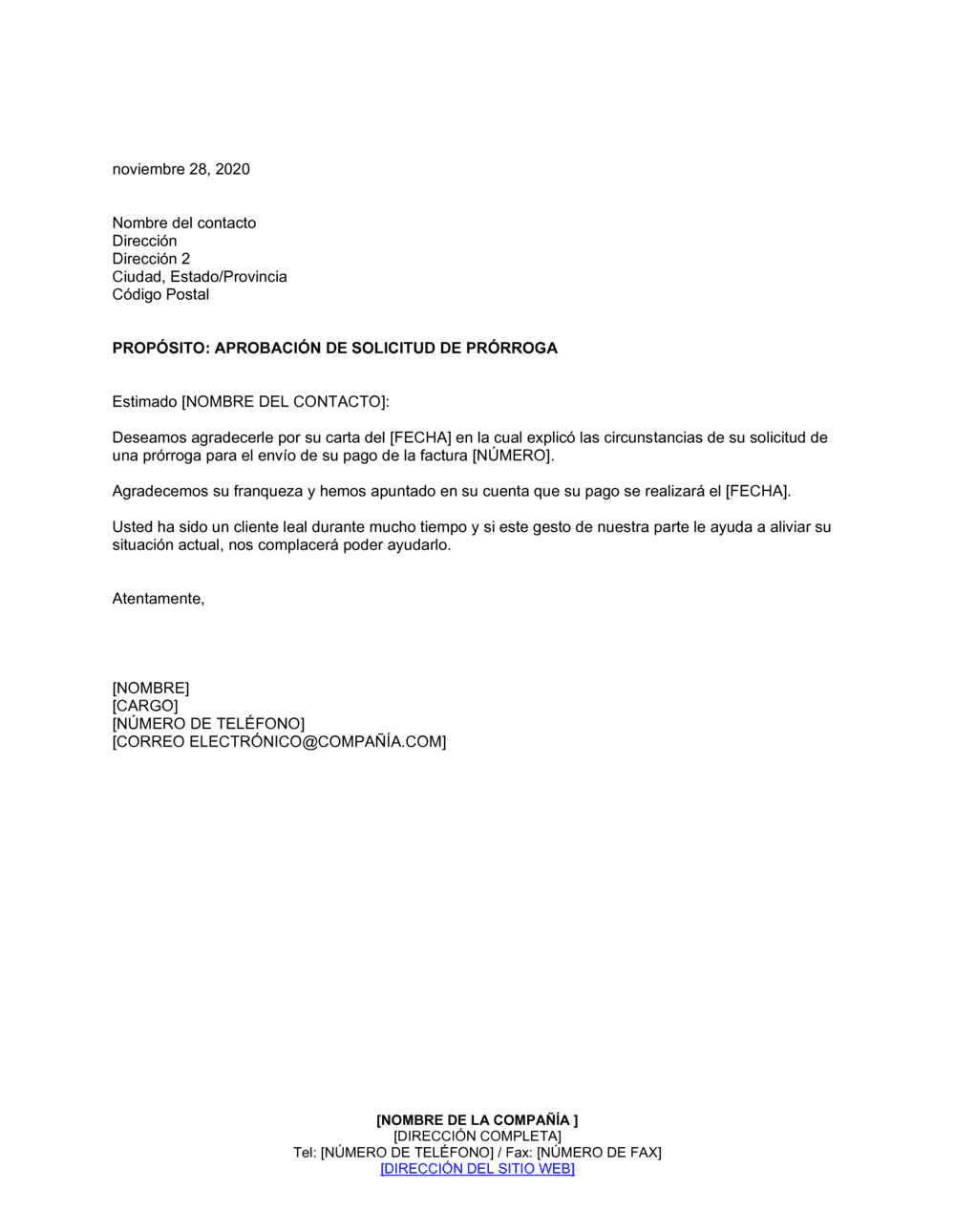 Pedido de prórroga Plantilla (Word & PDF) - Prueba gratuita