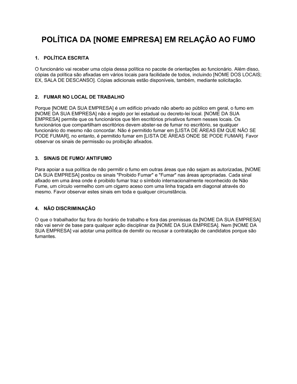 Política de Fumo Template (Word & PDF) - Free Trial