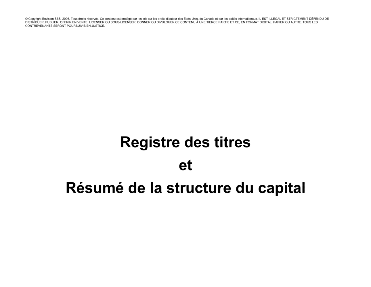 Registre des actions et résumé de la structure du capital Modèle (Word ...