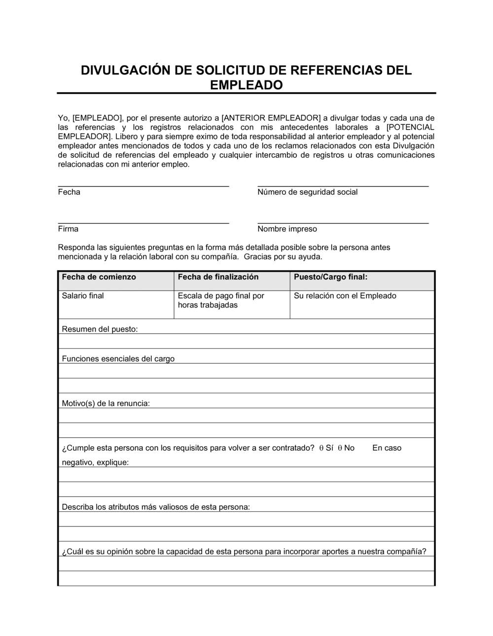 Solicitud de referencia y desvinculación | Descarga gratis en Word