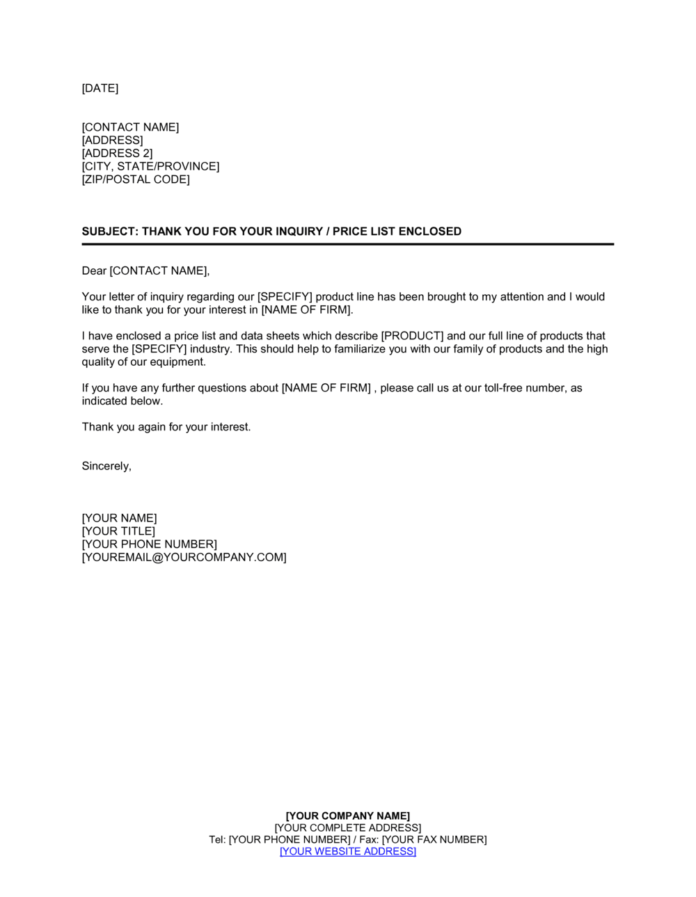 Sample Of Letter Of Inquiry About Products Patron