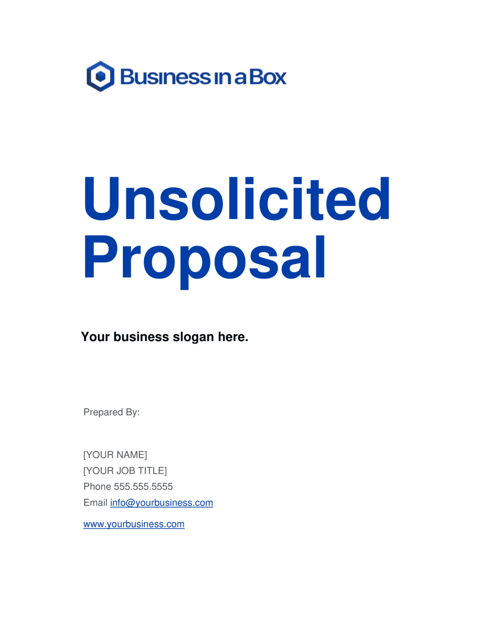 Unsolicited Proposal Template By Business in a Box 