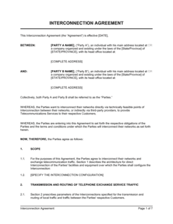 Interconnection Agreement Template | Business-in-a-Box™