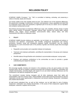 Inclusion Policy Template | Business-in-a-Box™