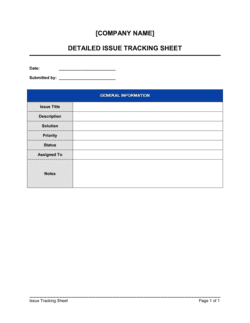Issue Tracking Sheet Template | Business-in-a-Box™