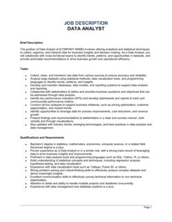 Data Analyst Job Description Template | Business-in-a-Box™