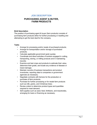 Purchasing Agent & Buyer_Farm Products Job Description Template [Free ...