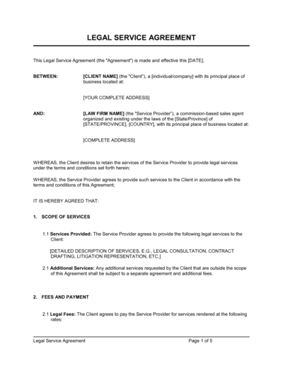 Legal Service Agreement Template | BIB