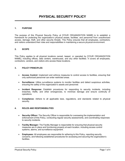 Physical Security Policy Template (Word & PDF) - Free Trial